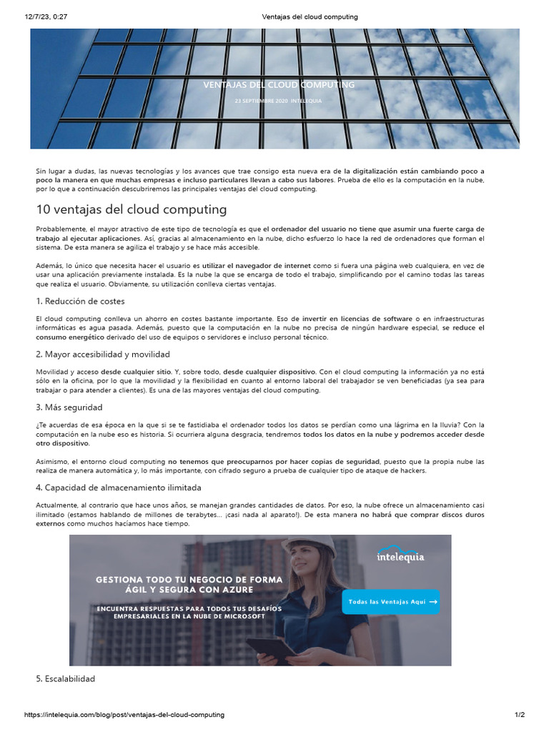 Ventajas Del Cloud Computing | PDF
