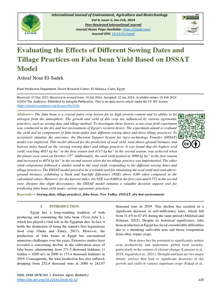Evaluating The Effects Of Different Sowing Dates And Tillage Practices