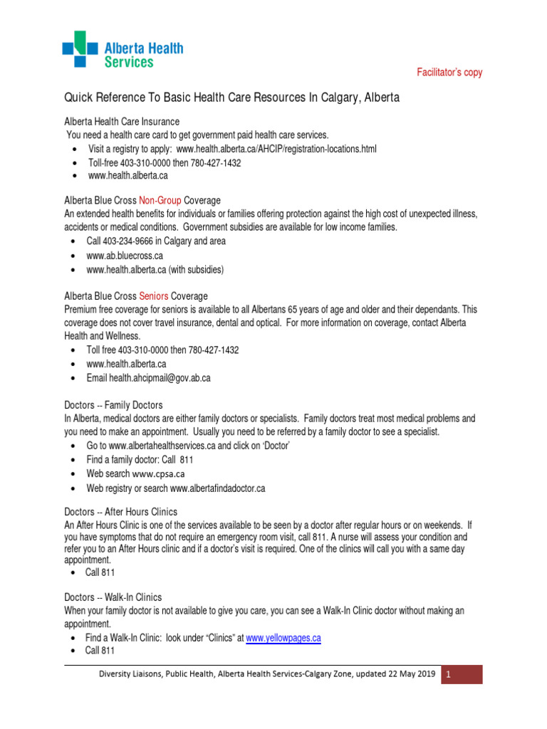 Basic Health Care Resources in Calgary | PDF | Pharmacy | Health Care