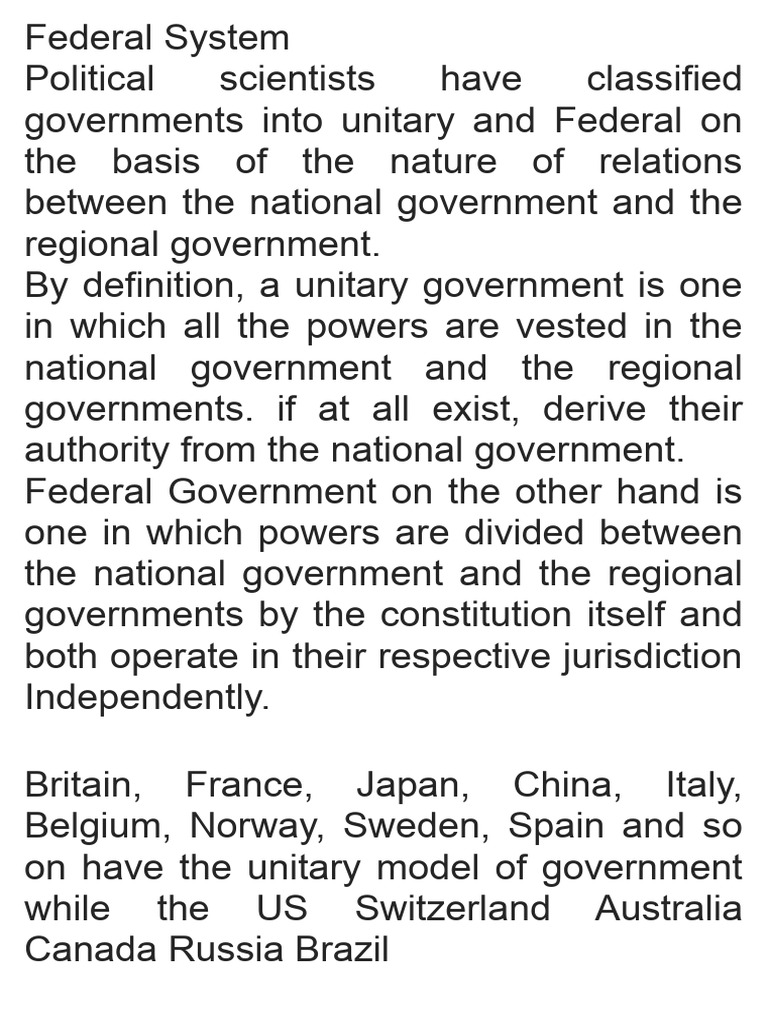 Unitary | PDF | Politics