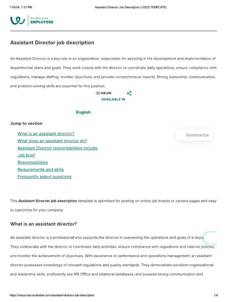 Assistant Director | PDF