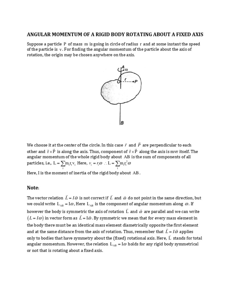 Angular Momentum of A Rigid Body Rotating About A Fixed Axis | PDF
