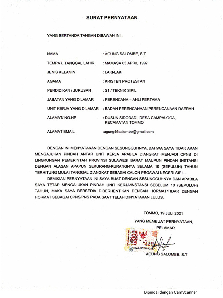Surat Pernyataan Agung | PDF