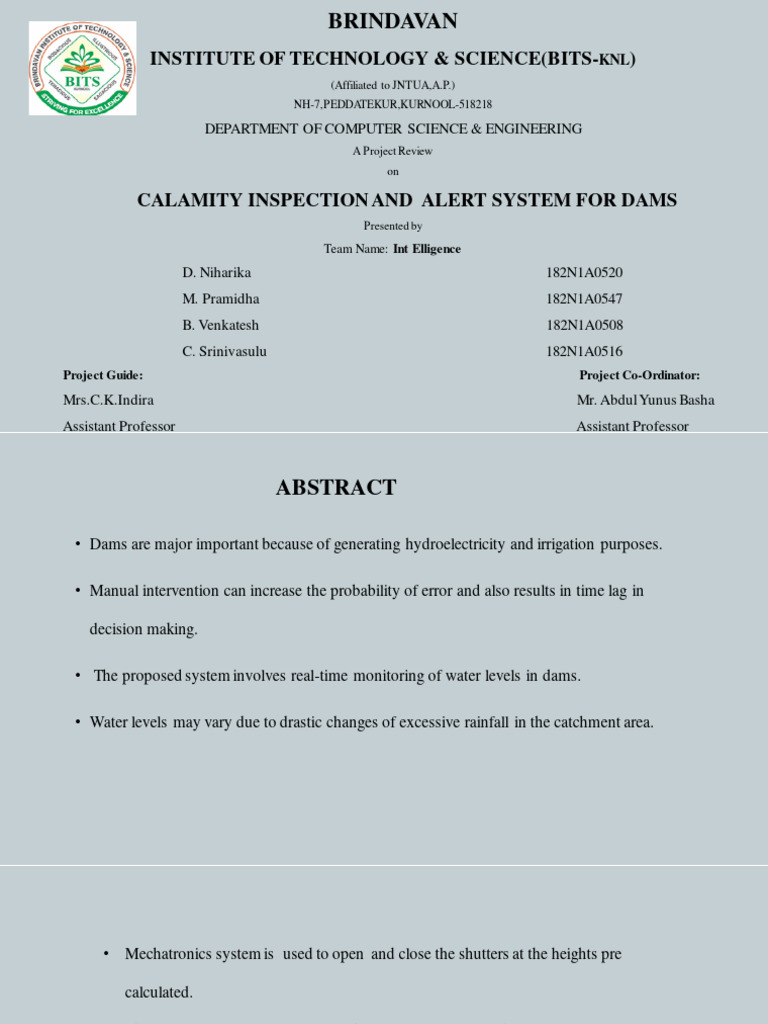 Batch 3 - Presentation - Calamity Inspection and Alert System For Dams ...
