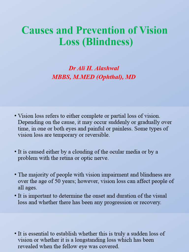 Vision Loss Prevention | PDF | Visual Impairment | Glaucoma
