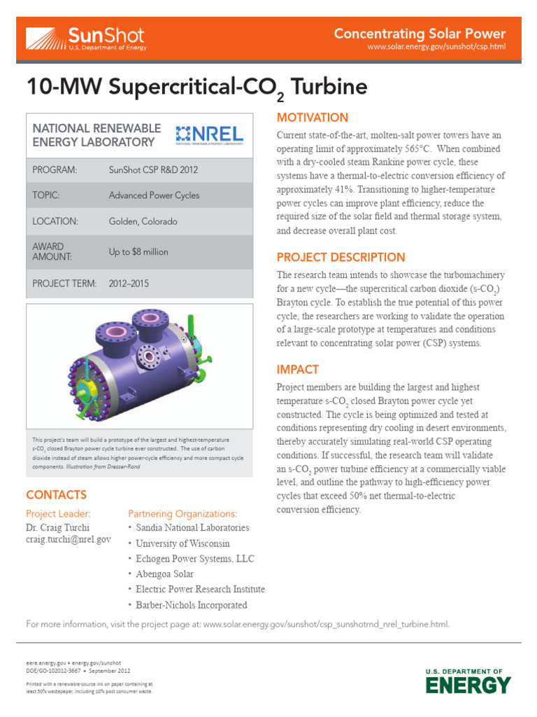 10 Mw Supercritical Co2 Turbine | PDF