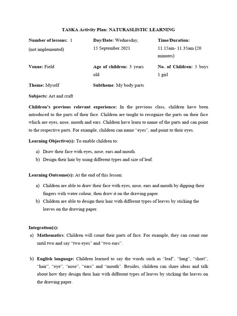 Naturalistic Learning | PDF | Drawing | Face