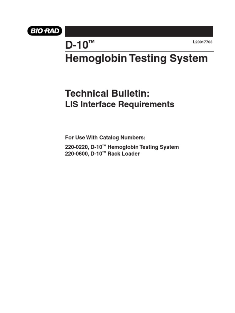 Bio-Rad D10 Lis Interfacing Bulletin | PDF