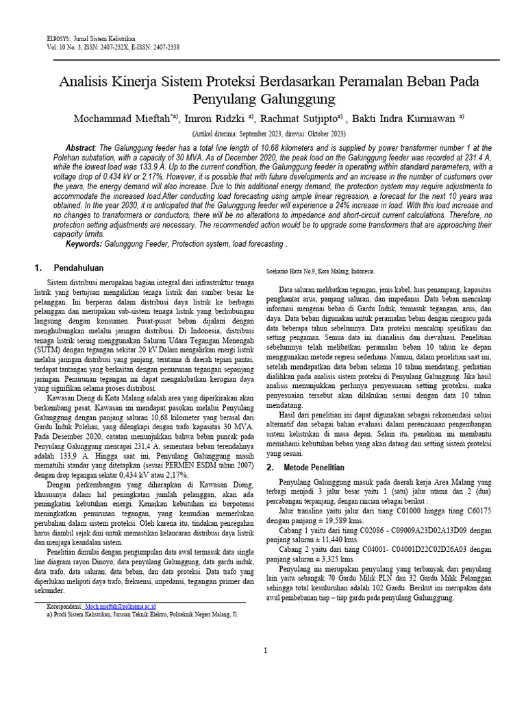 Analisis Proteksi Penyulang Galunggung | PDF