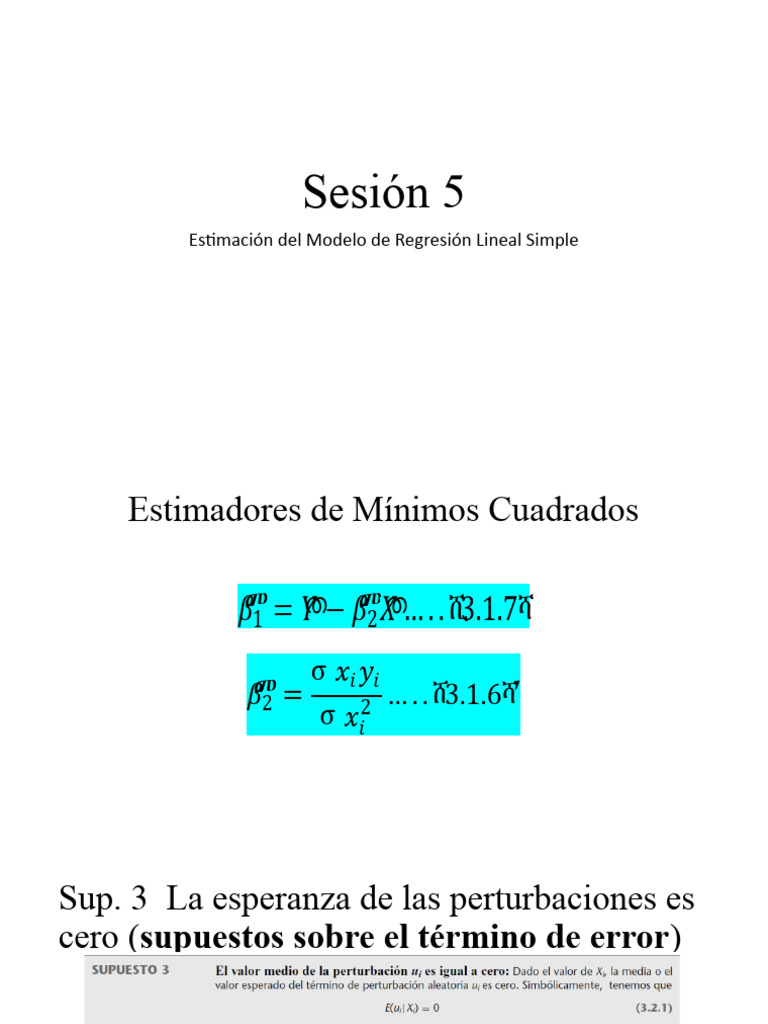 Estimación Del Modelo de Regresión Lineal Simple Parte 2 S5 | PDF | Mínimos cuadrados ordinarios ...