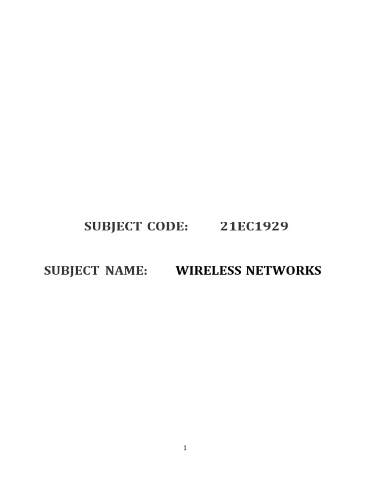 21EC1929 Wireless Networks Question Bank | PDF | I Pv6 | Transmission ...
