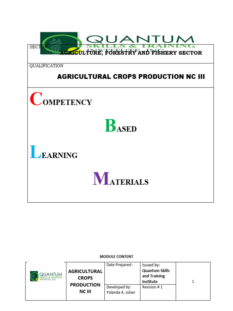 Agri NC 3 CBLM | PDF | Communication | Integrity