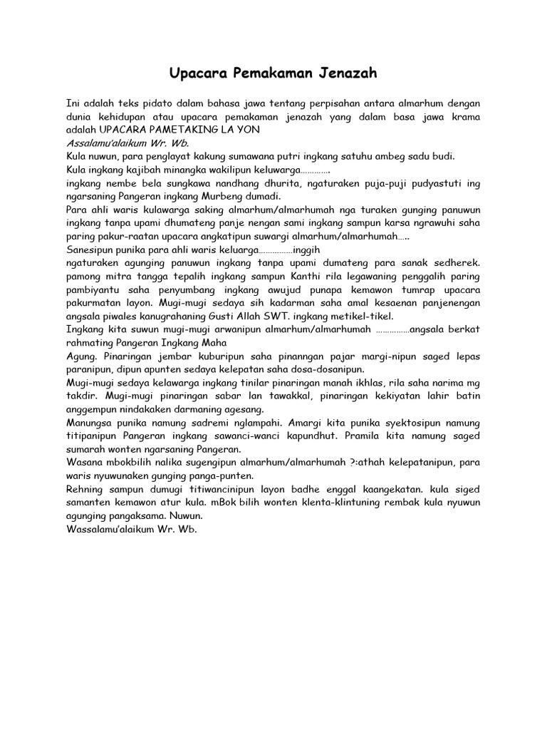 Upacara Pemakaman Jenazah | PDF