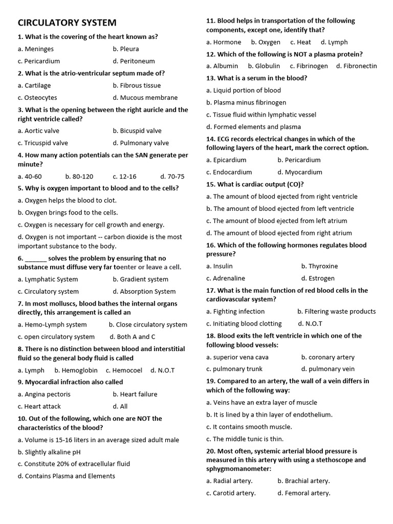 Circulatory System PDF | PDF