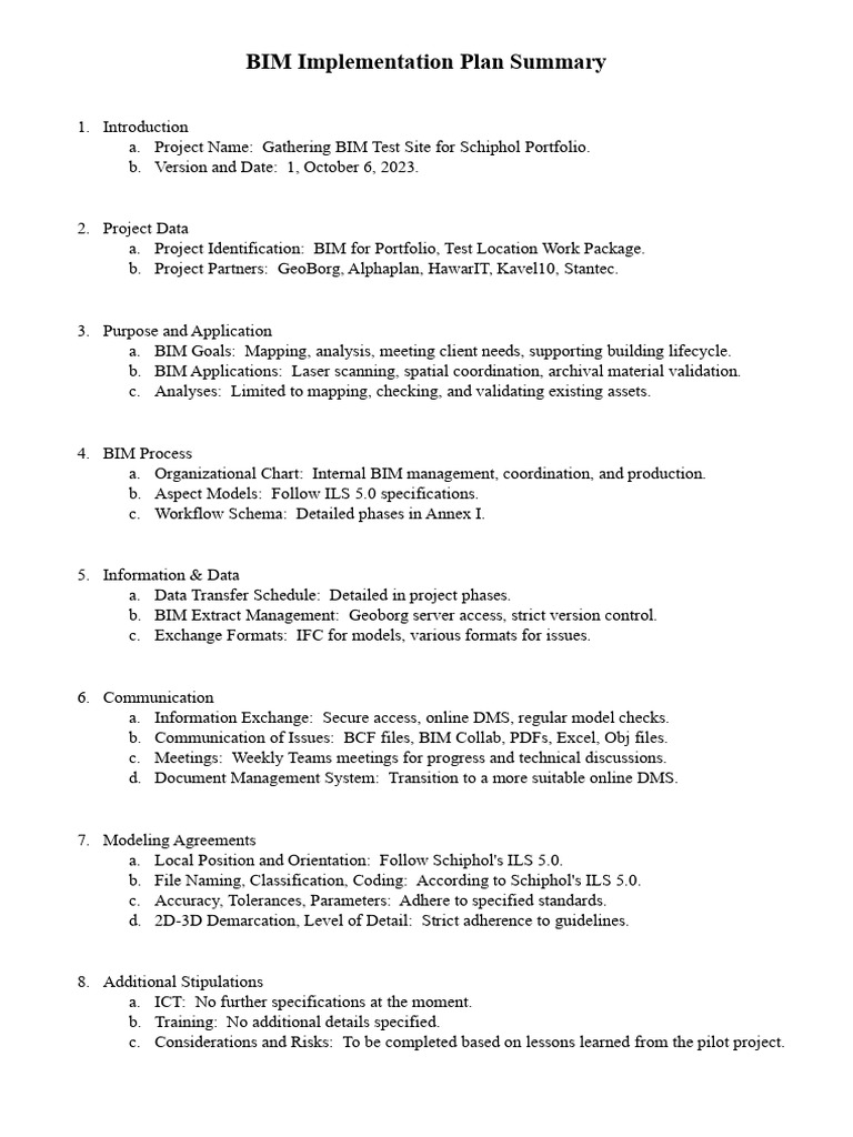 BIM Implementation Plan Summary | PDF