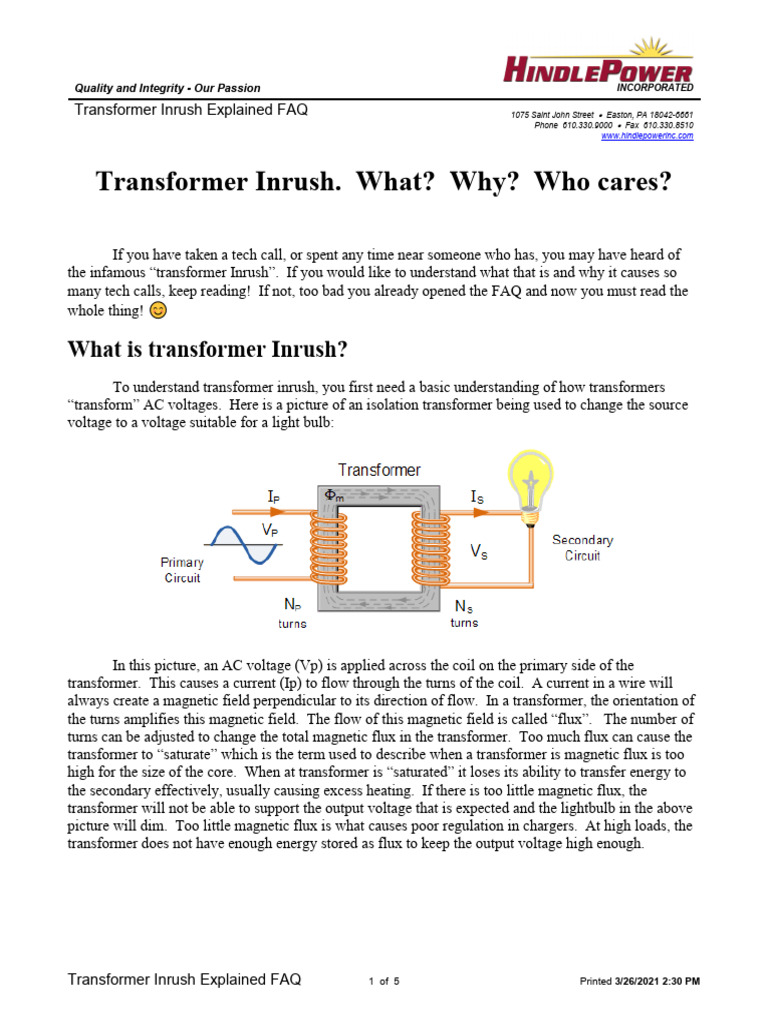 Transformer Inrush Explained Pdf Transformer Inductance