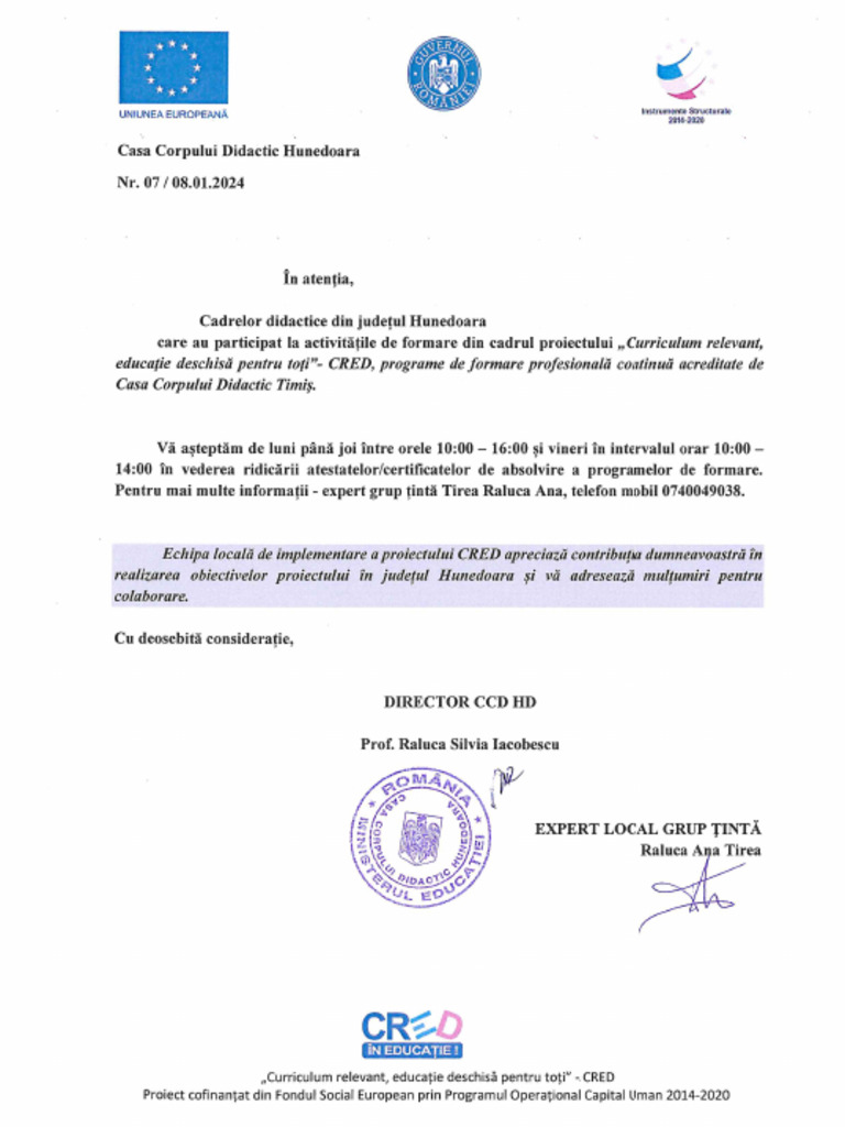Adresa Atestate - Certificate CRED | PDF