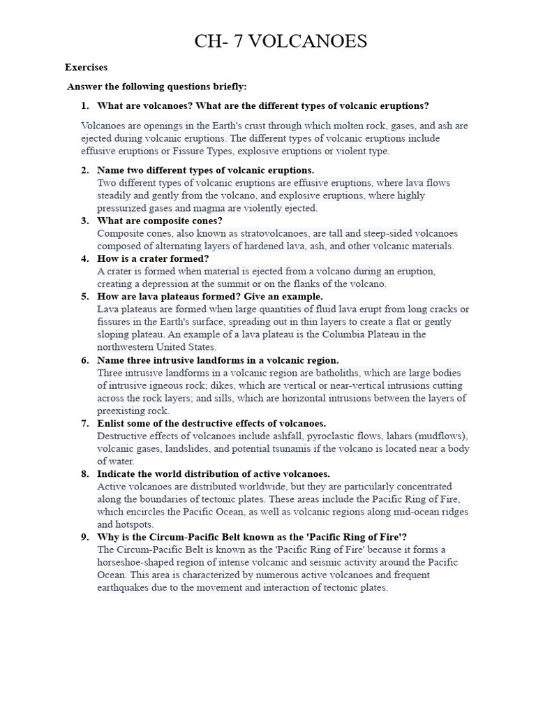 CH - 7 Volcanoes | PDF | Volcano | Types Of Volcanic Eruptions
