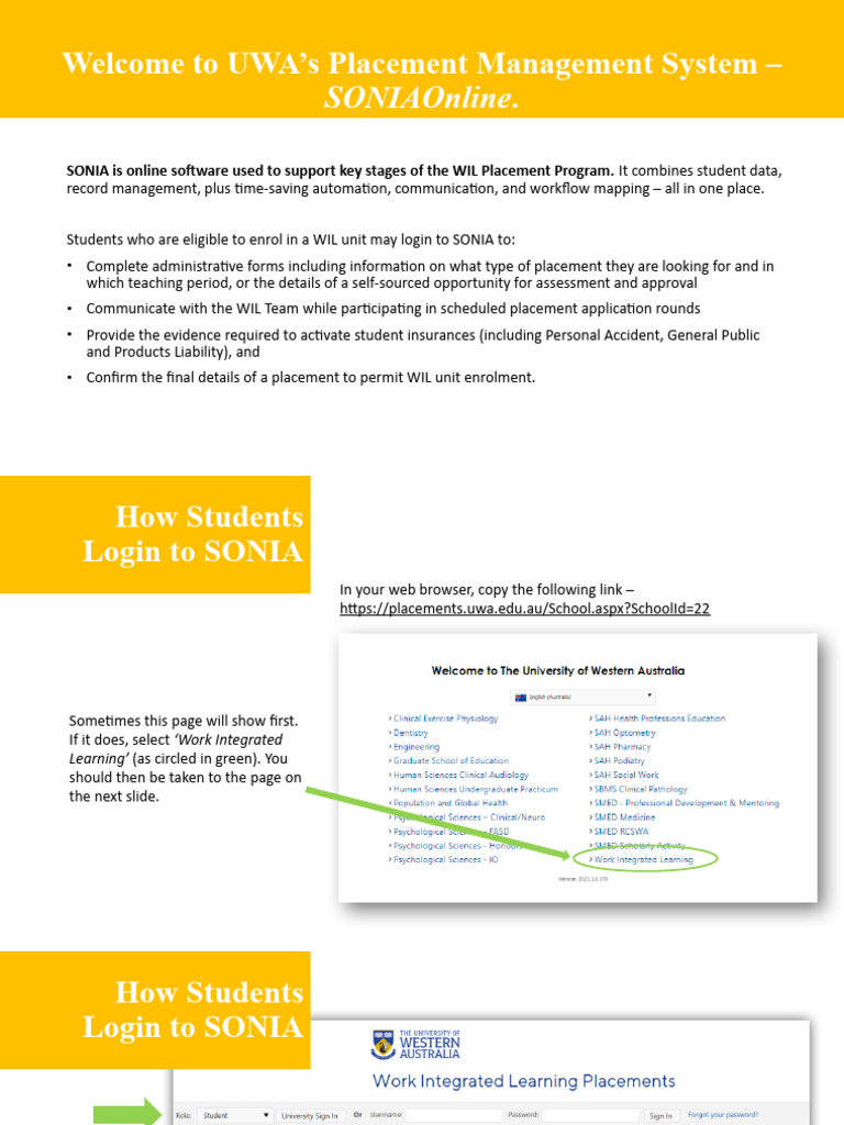 SONIA: UWA WIL Placement Management System | PDF | Login | Internet