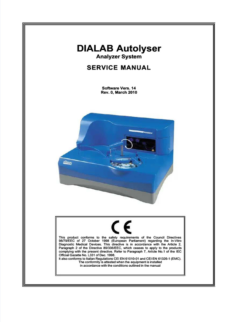 DIALAB Autolyser Service Manual | PDF | Business | Computers