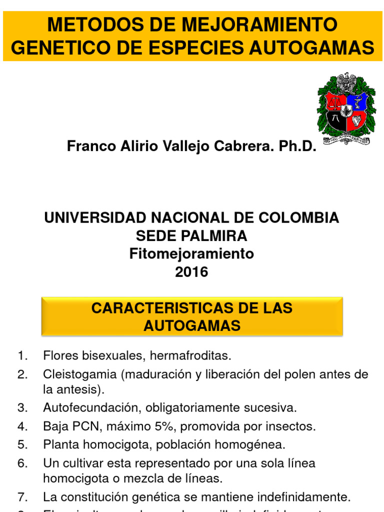 Semana 6. Metodos de Mejoramiento Genetico de Autogamas. 2016. | PDF ... Semana 6. Metodos de Mejoramiento Genetico de Autogamas. 2016. | PDF ...