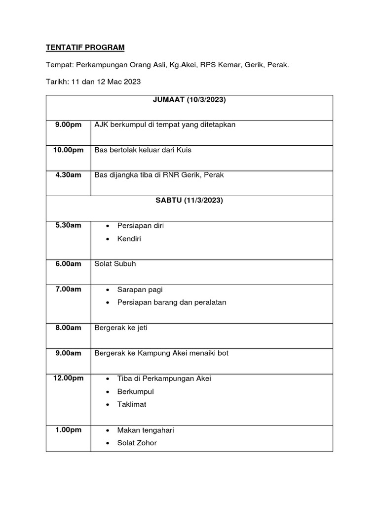 Tentatif Program | PDF