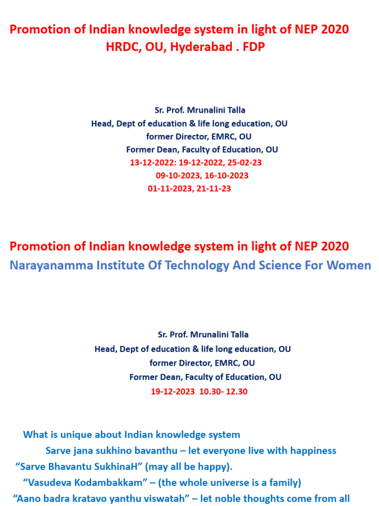 Indian Knowledge System & NEP 2020 | PDF