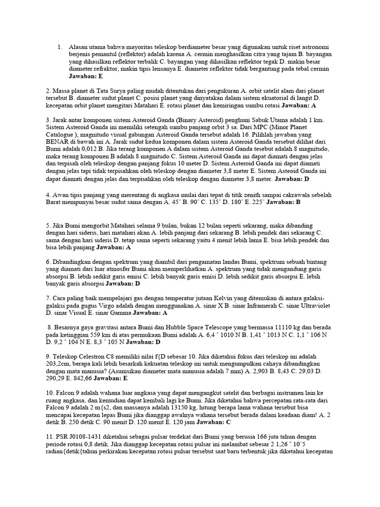 Soal Osn Astronomi | PDF