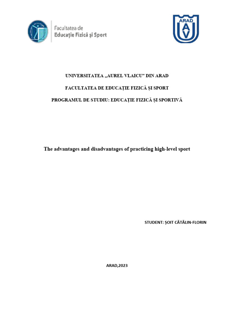 The advantages and disadvantages of practicing high-level sport (HW4 ...