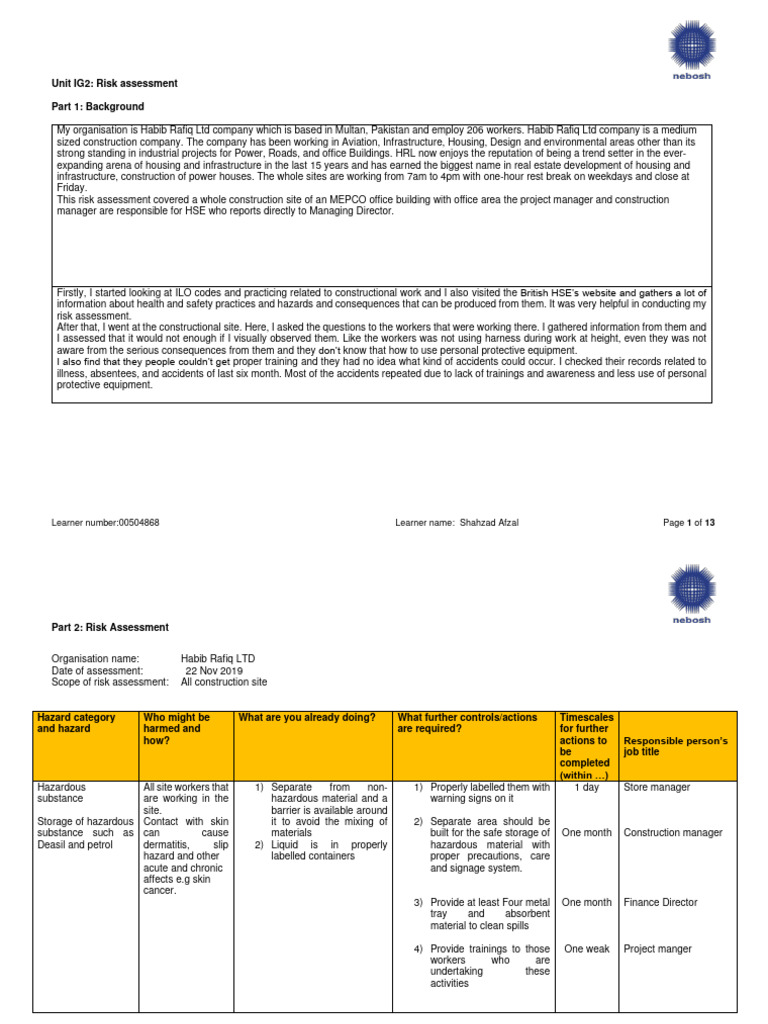 Risk Assessments Report.pdf | PDF | Occupational Safety And Health ...