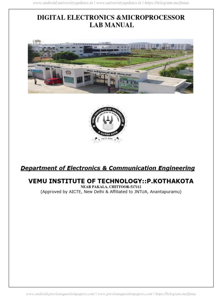 JNTUA Digital Electronics & Microprocessors Lab Manual R20 | PDF | Computers | Technology ...
