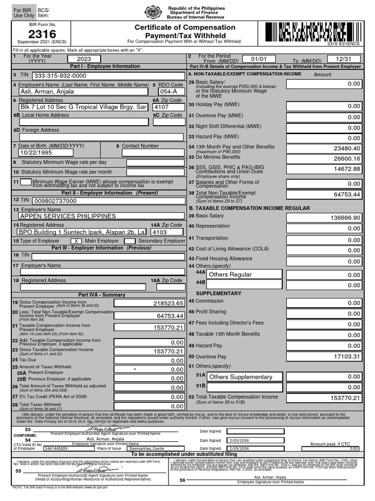 E12608 - Bir 2316 - 2023 | PDF