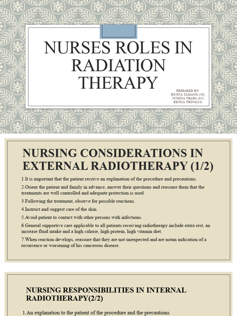 Nursing Roles in Radiation Therapy | PDF | Self-Improvement | Wellness