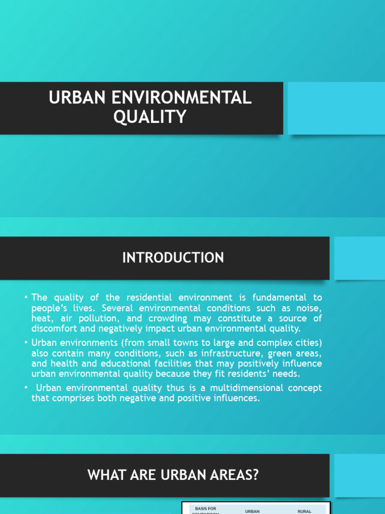 Urban Environmental Quality | PDF
