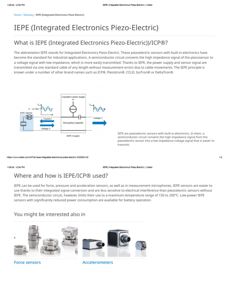 IEPE (Integrated Electronics Piezo-Electric) _ Kistler | PDF | Electronic Engineering ...