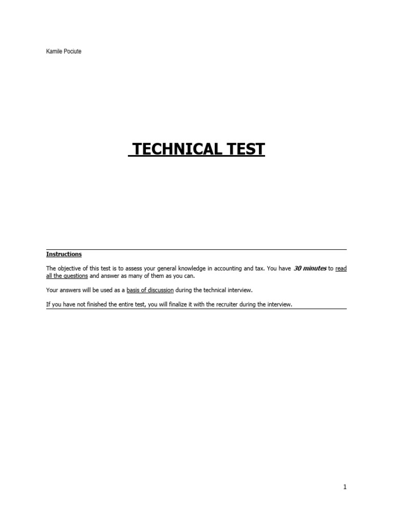 TECHNICAL TEST Accounting - AD Lithuania February 2022 - V1 | PDF ...