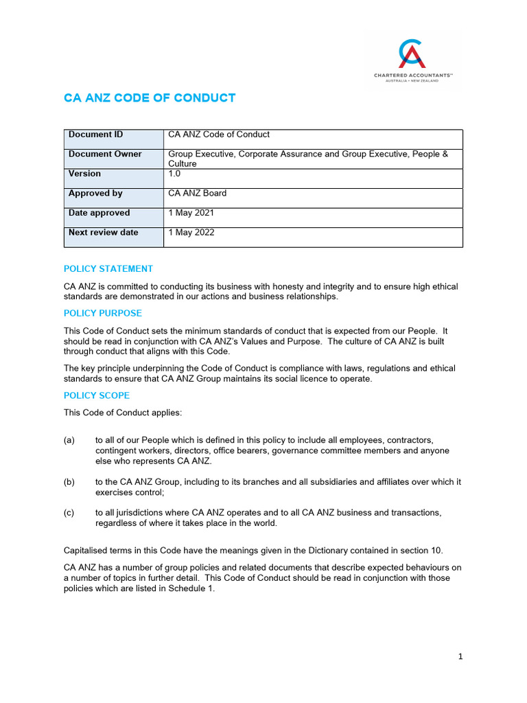 CAANZ Code of Conduct | PDF