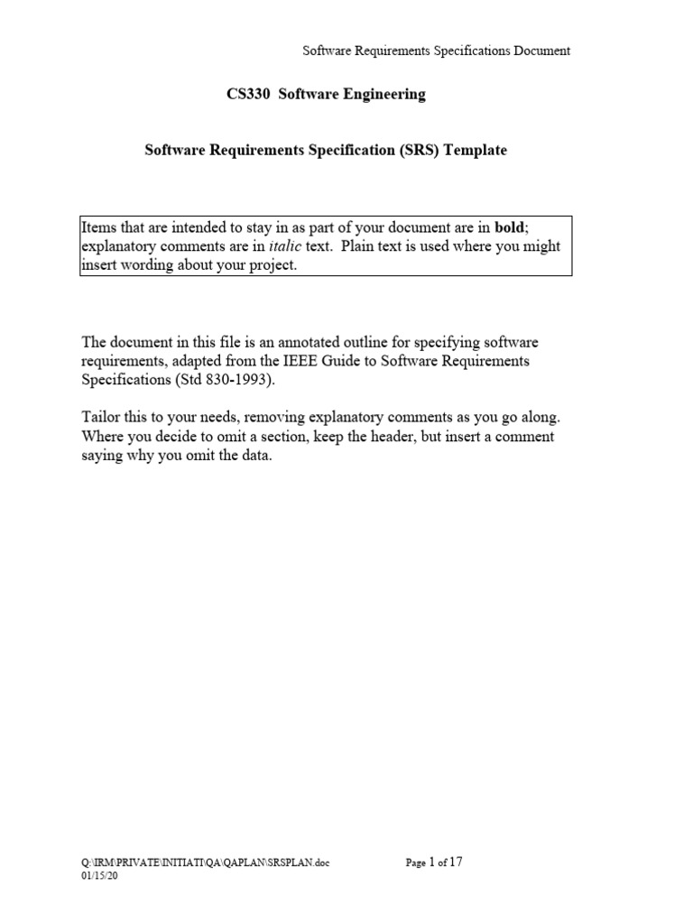 Srs Template | PDF