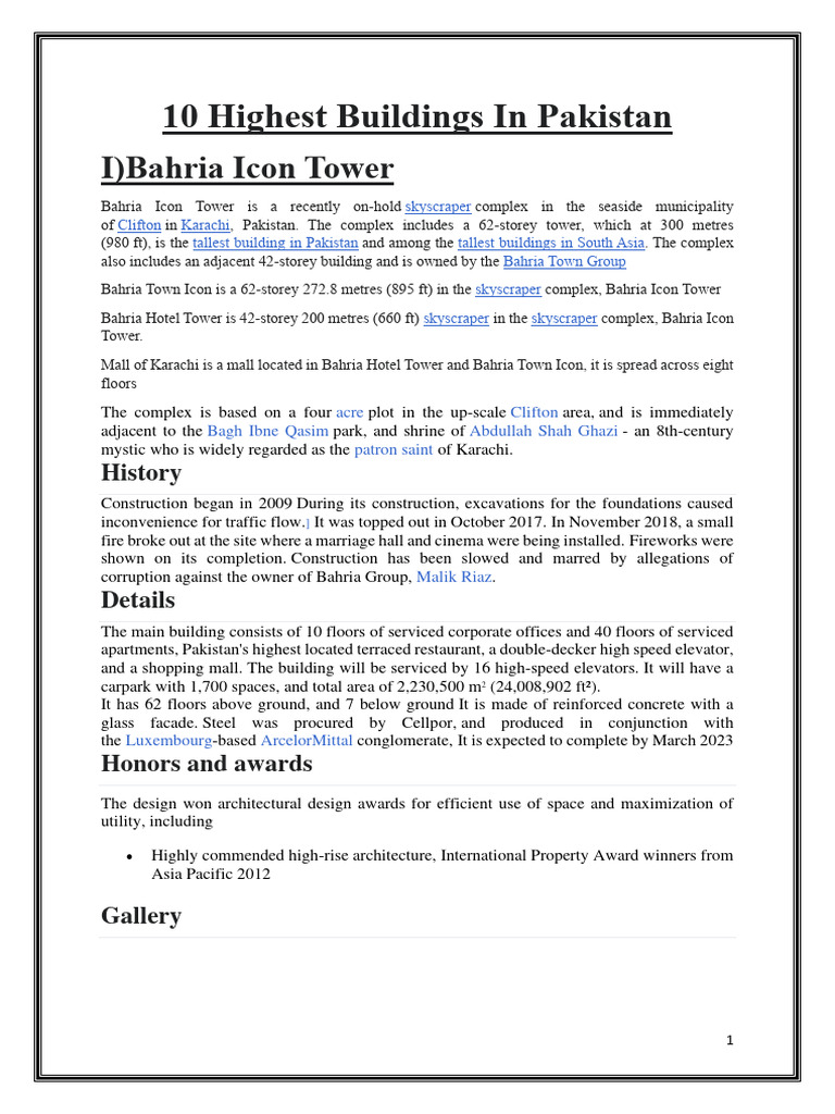 Bahria Icon Tower 2 1 | PDF | Business