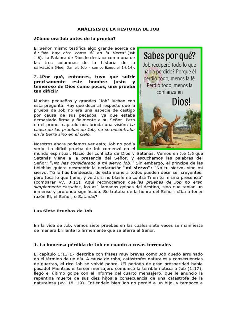 ANÁLISIS DE LA HISTORIA DE JOB | PDF | Libro de trabajo | Dios