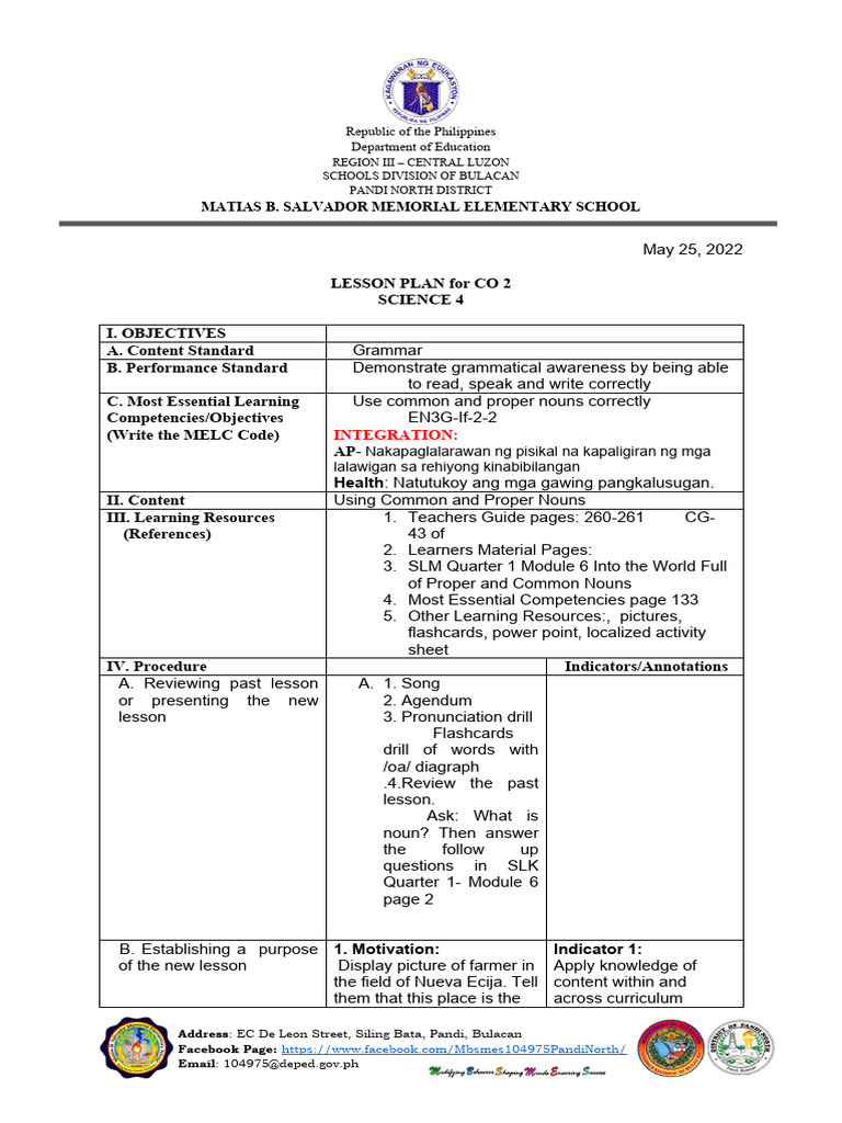 2nd COT LP SCIENCE | PDF | Learning | Communication