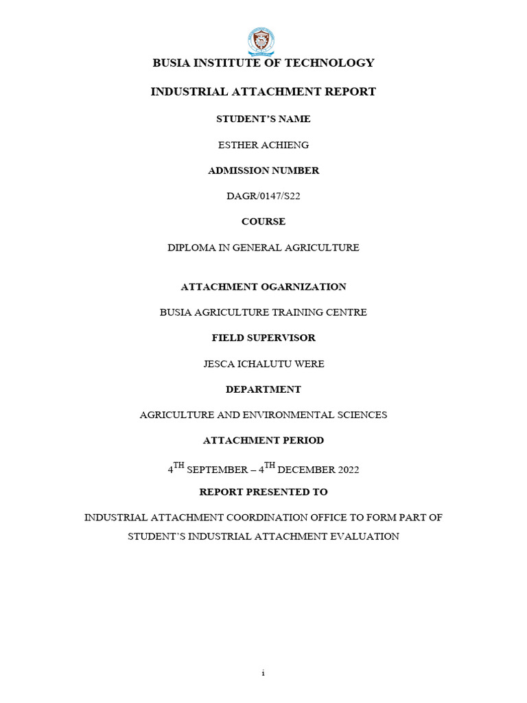 Agricultural Industrial Attachment Skills | PDF | Agriculture | Dairy