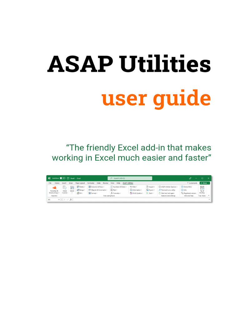 ASAP Utilities User Guide | PDF | Microsoft Excel | Microsoft Windows