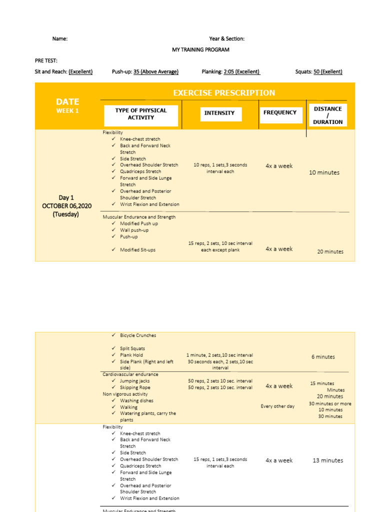EXAMPLE OF TRAINING PROGRAM (2) | PDF | Human Anatomy | Sports Science