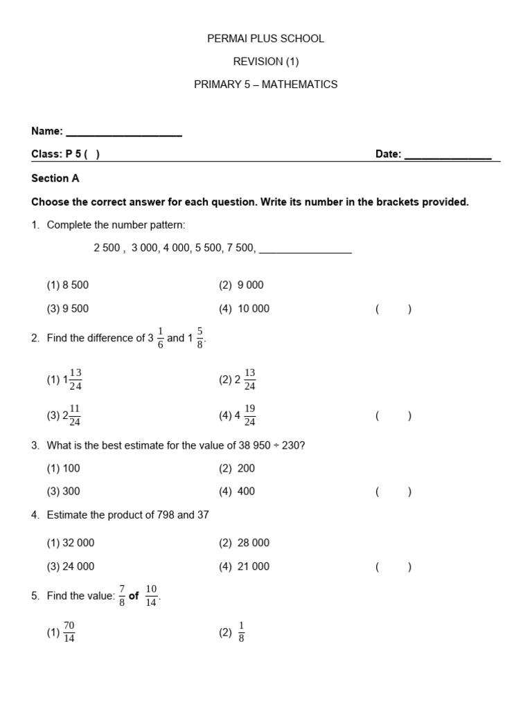 Revision | PDF | Arithmetic | Mathematics