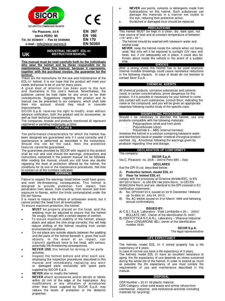 Manuale Istruzione EDL-01 EN 10-2013 | PDF | Materials | Chemistry
