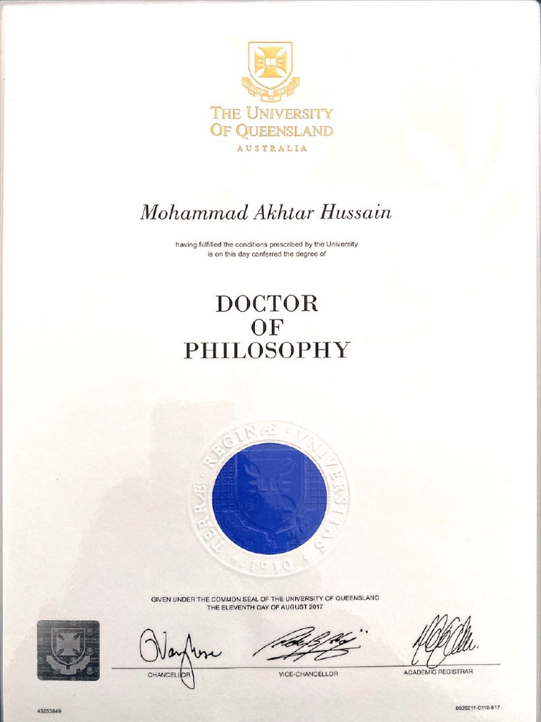 PhD Certificate | PDF | Academic Degree | Educational Stages