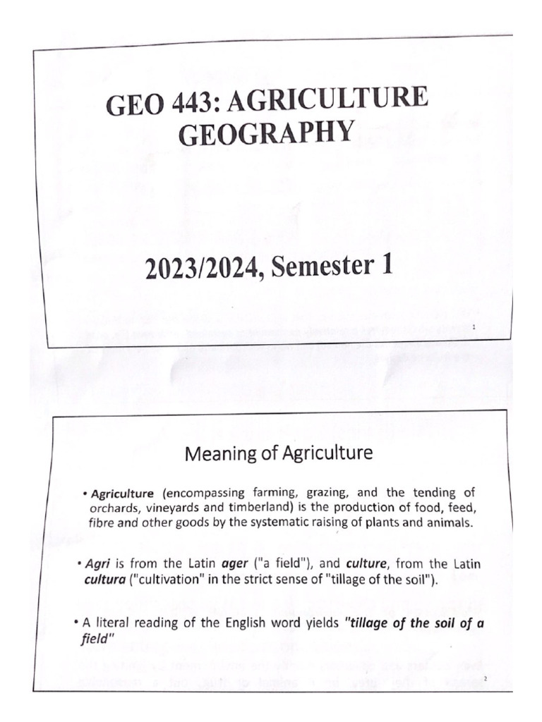 Geo 443 Agriculture | PDF