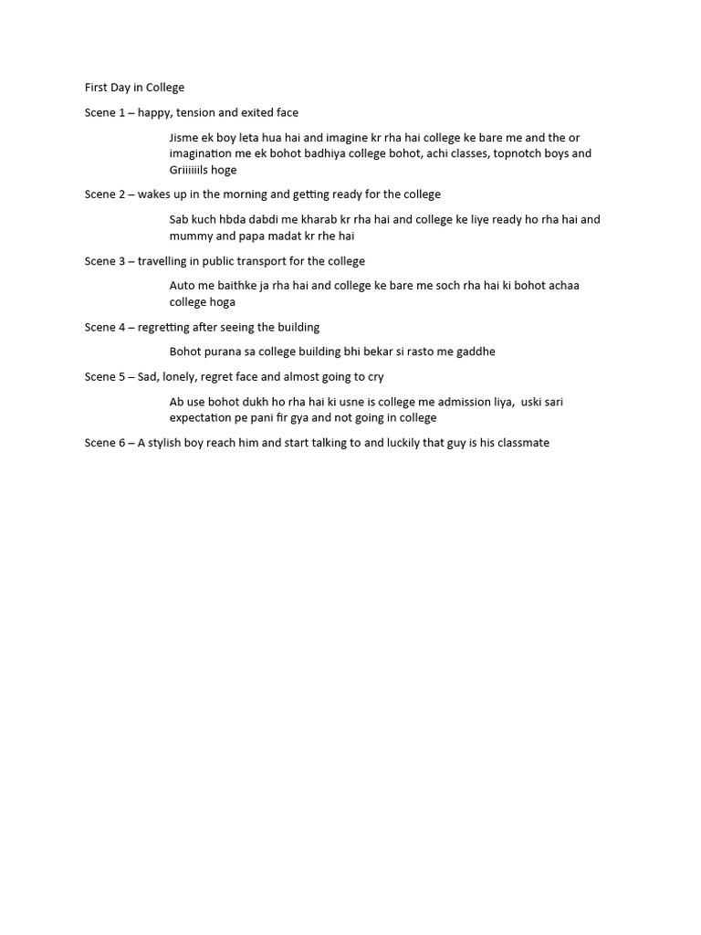 First Day in College Script | PDF
