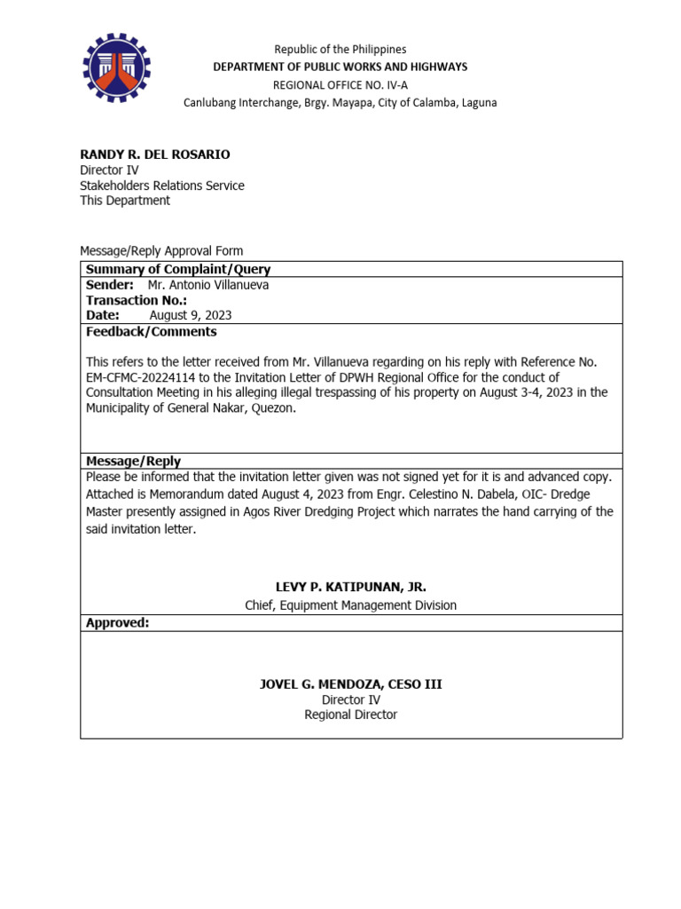 RFA Reply Format | PDF